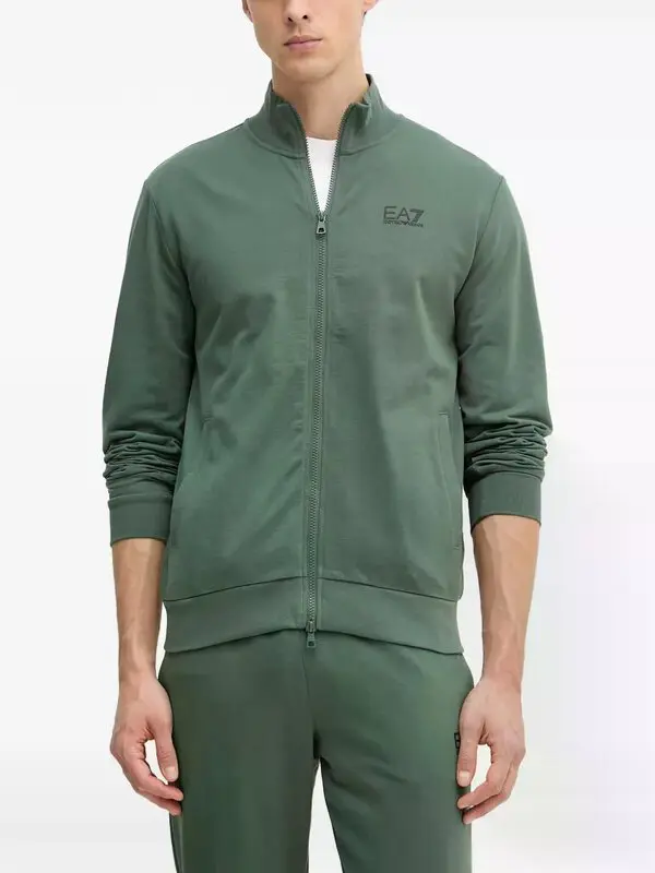EA7 Logo Print Zip-up Sweatshirt