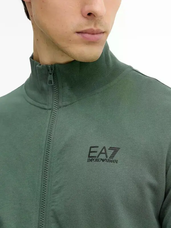 EA7 Logo Print Zip-up Sweatshirt