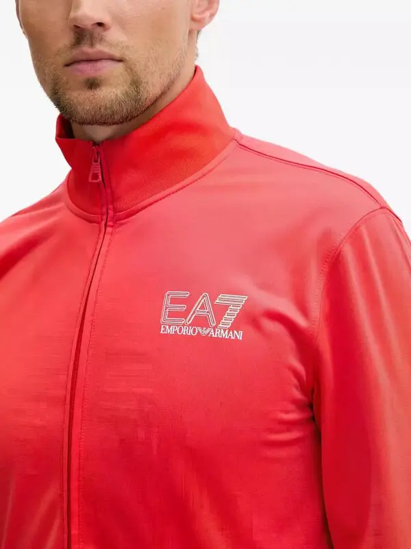 EA7 Logo Print Zip-up Sweater