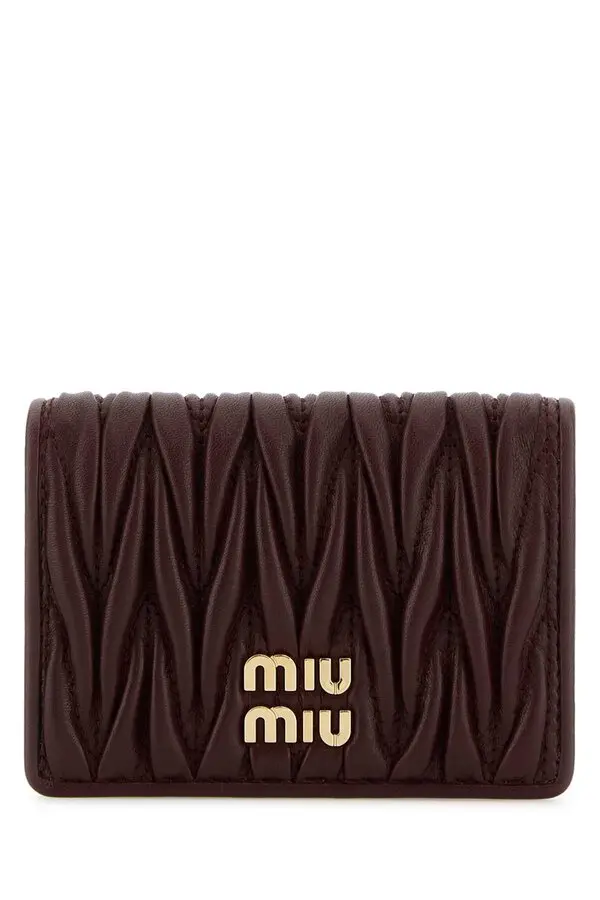 Miu Miu Burgundy Nappa Leather Card Holder - Red