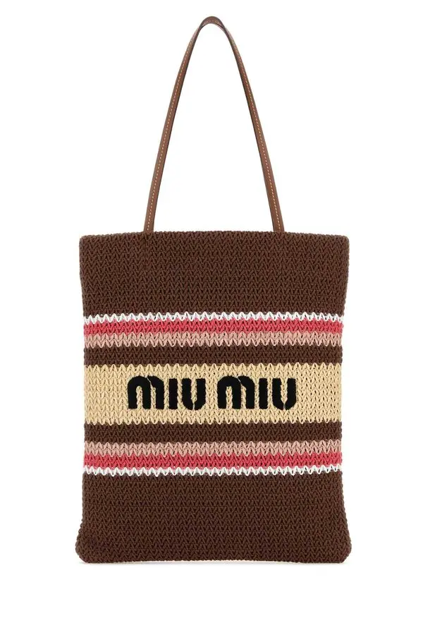 Miu Miu Embroidered Crochet Shopping Bag - Multicolor