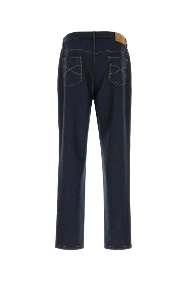 Brunello Cucinelli Dark Felt Straight Leg Trousers - Blue
