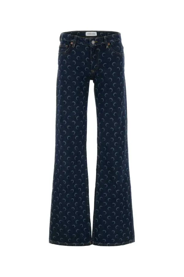 MARINE SERRE Printed Denim Palazzo Jeans - Multicolor
