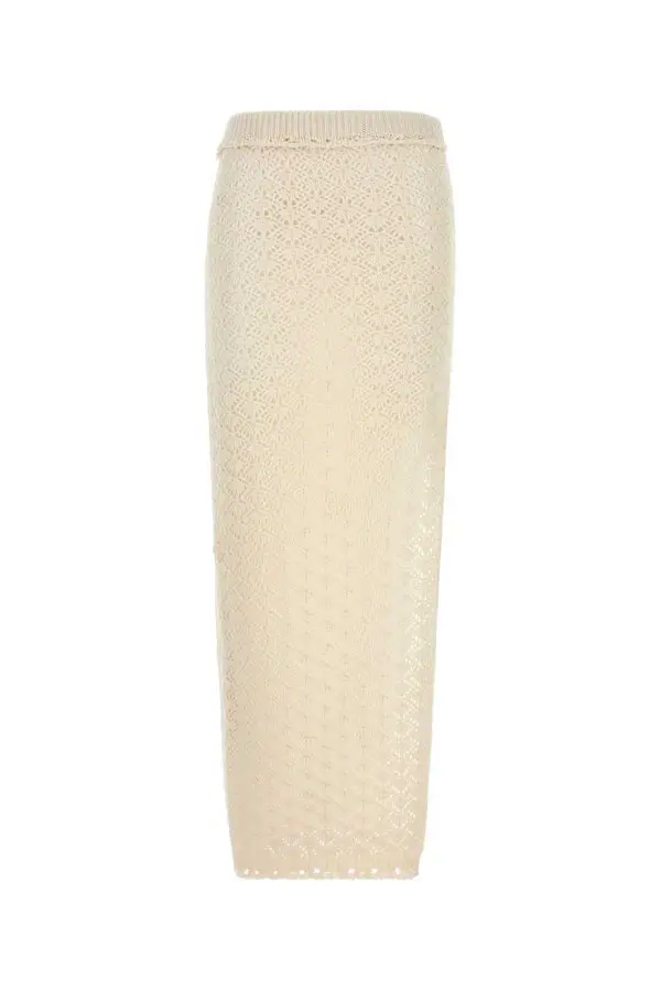 Blumarine Ivory Crochet Skirt - White