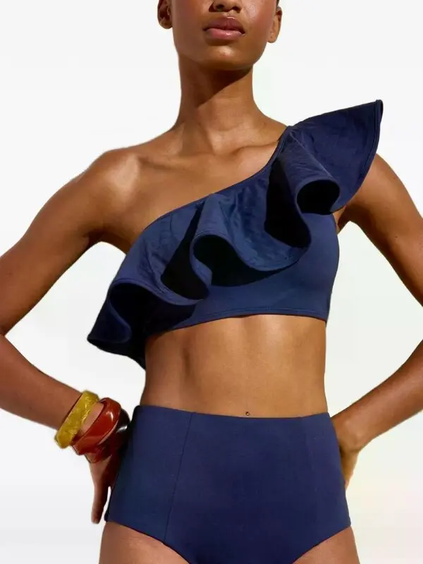 MARIE OLIVER Ruffled One-shoulder Bikini - Blue