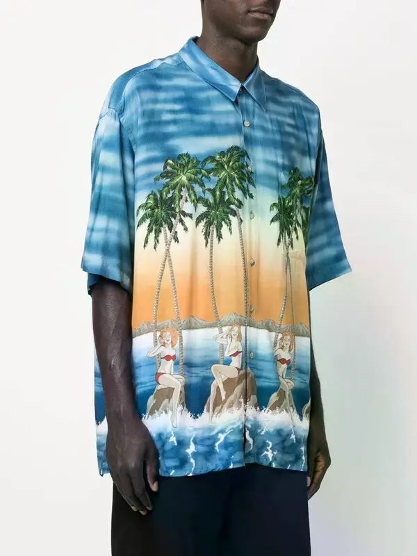 Pierre Cardin 1990s Palm Tree-print Shirt