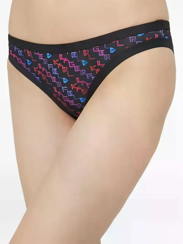 Karl Lagerfeld Logo Print Bikini Bottoms - Black