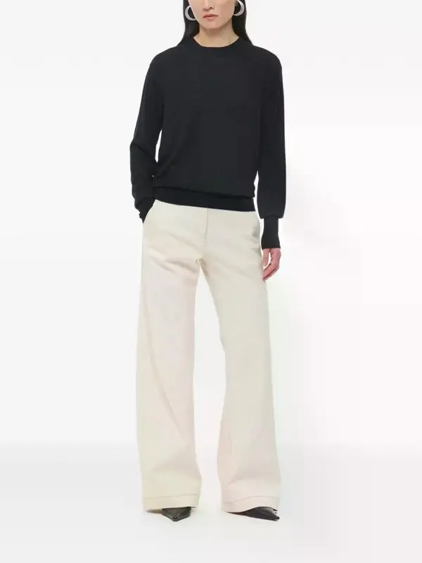 Another Tomorrow Fine-knit Merino Wool Long-sleeve Top