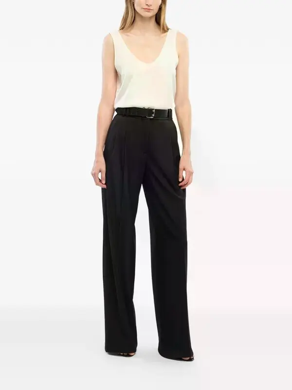 Another Tomorrow Pleated Wide-leg Trousers