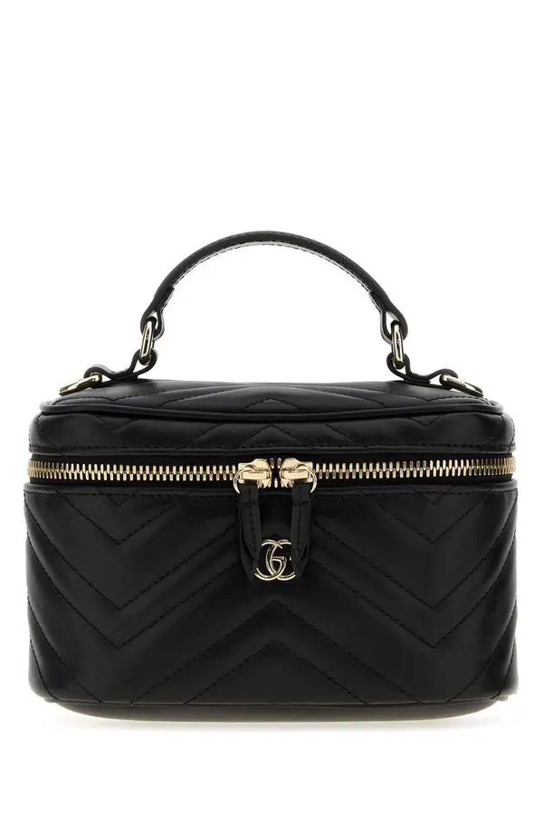 Gucci Leather Gg Marmont Bucket Bag - Black