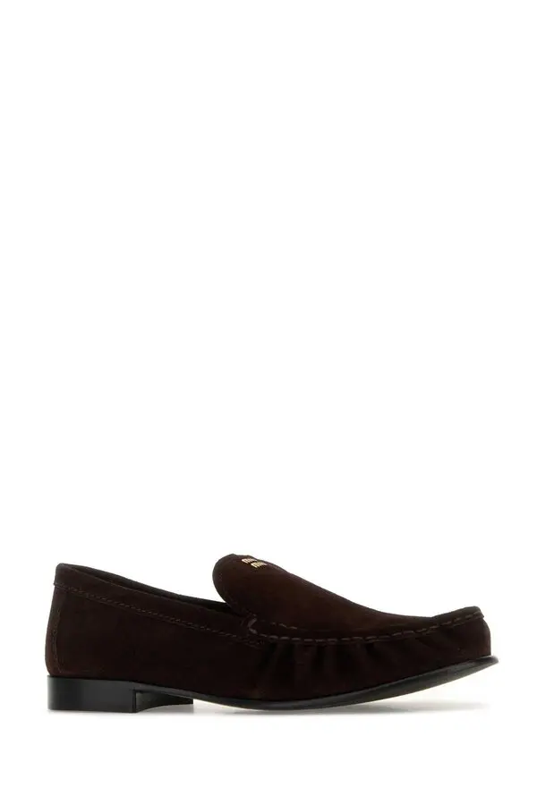 Miu Miu Dark Suede Loafers - Brown