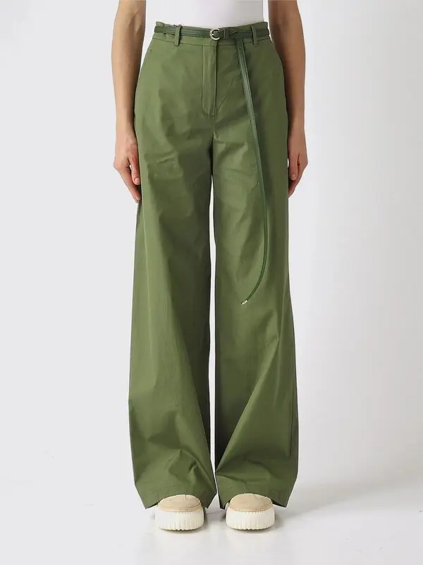 Max Mara Wide Leg Cotton Trousers - Green