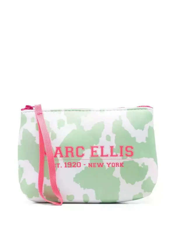 MARC ELLIS Buby Pouch Cow-print Logo-print Clutch Bag - Green