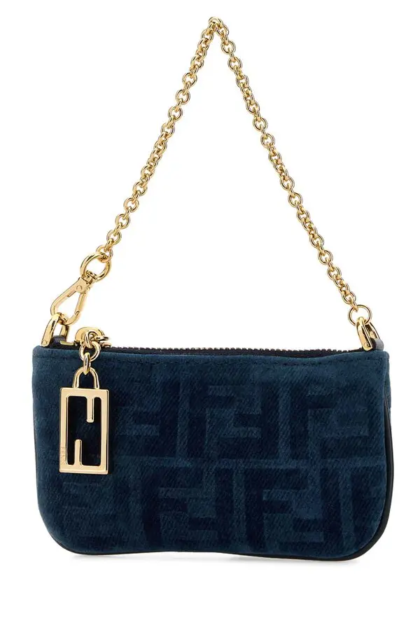Fendi Velvet Mini Pouch With Chain Strap