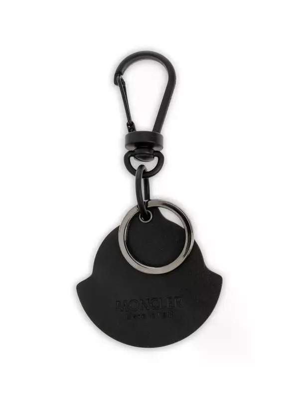 Moncler Logo-patch Leather Keyring - Black