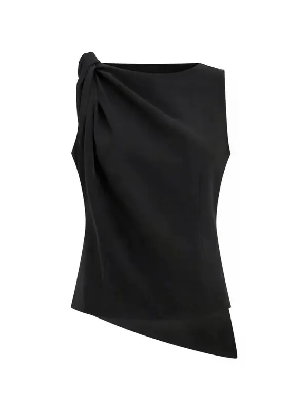 RÓHE Draped Asymmetrical Hem Top - Black