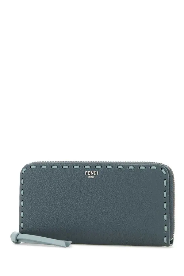 Fendi Air Force Leather Large Peekaboo Wallet - Blue
