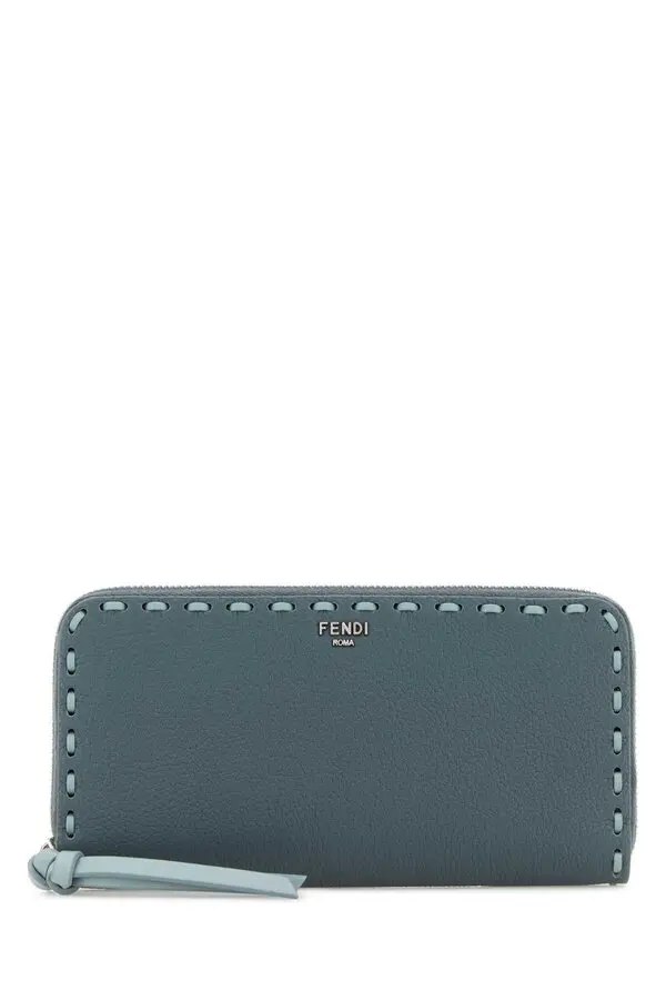 Fendi Air Force Leather Large Peekaboo Wallet - Blue