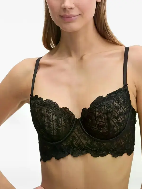 Guess Ebby Lace-embroidered Underwired Bra - Black