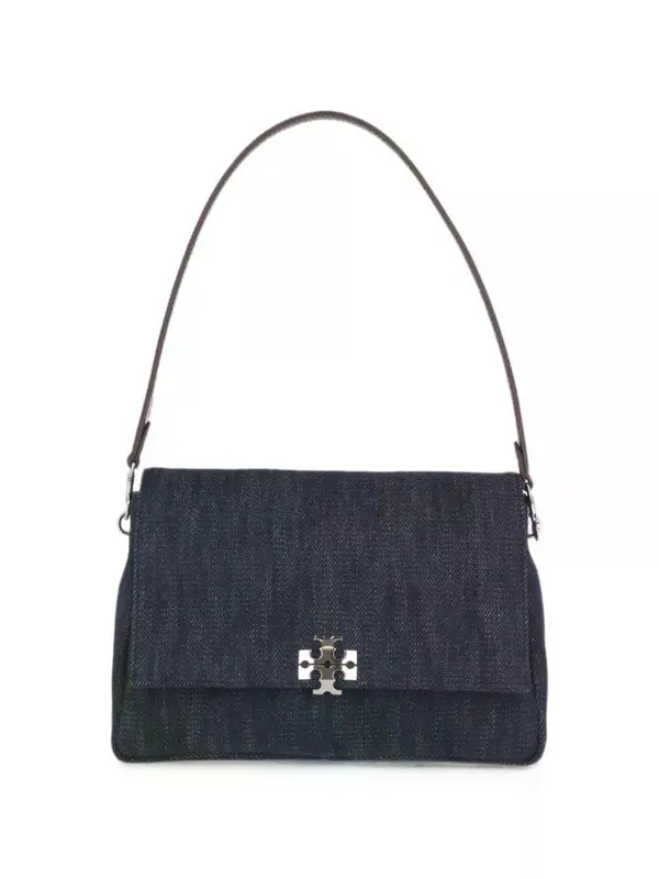 Tory Burch Charlie Logo-plaque Denim Shoulder Bag - Blue