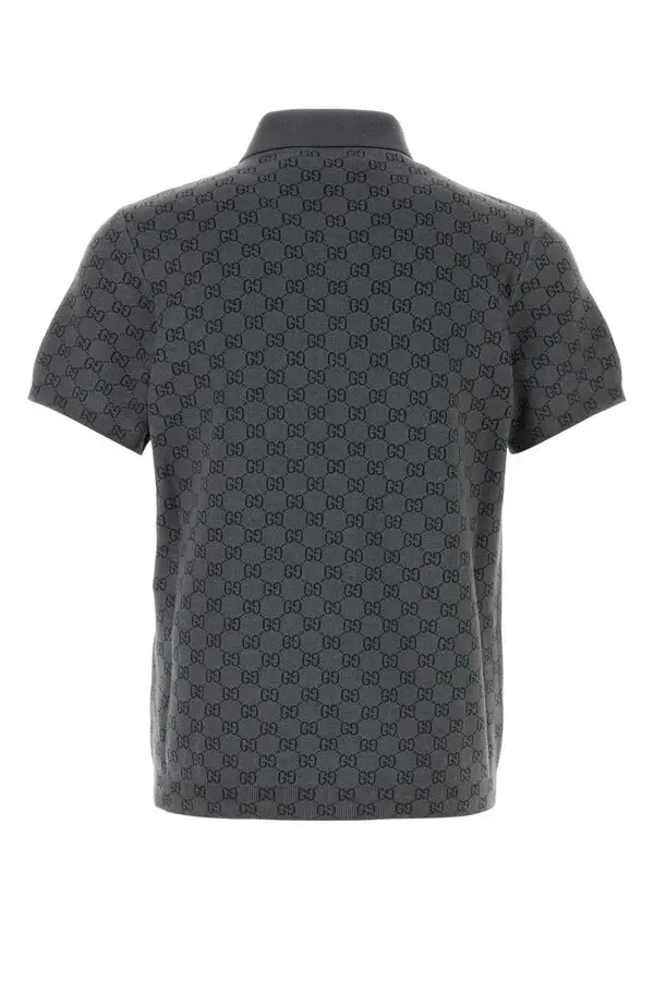 Gucci Grey Gg Knit Polo Shirt