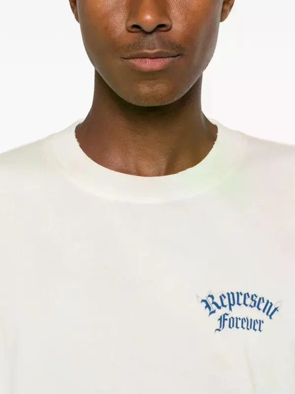 REPRESENT Duality Logo-print Distressed Cotton T-shirt