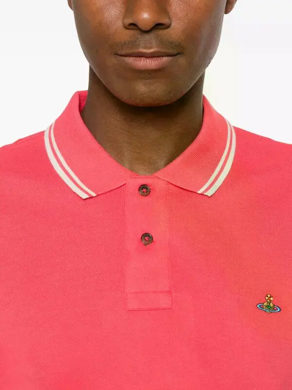 VIVIENNE WESTWOOD Classic Embroidered-detail Cotton Polo Shirt - Pink