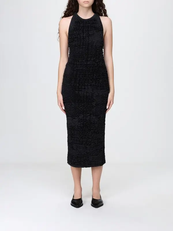 Max Mara Textured Ruched Halter Neck Dress - Black