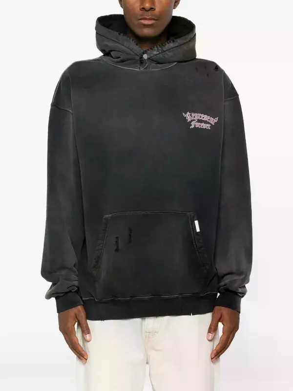 REPRESENT Duality Distressed Graphic-print Cotton Hoodie
