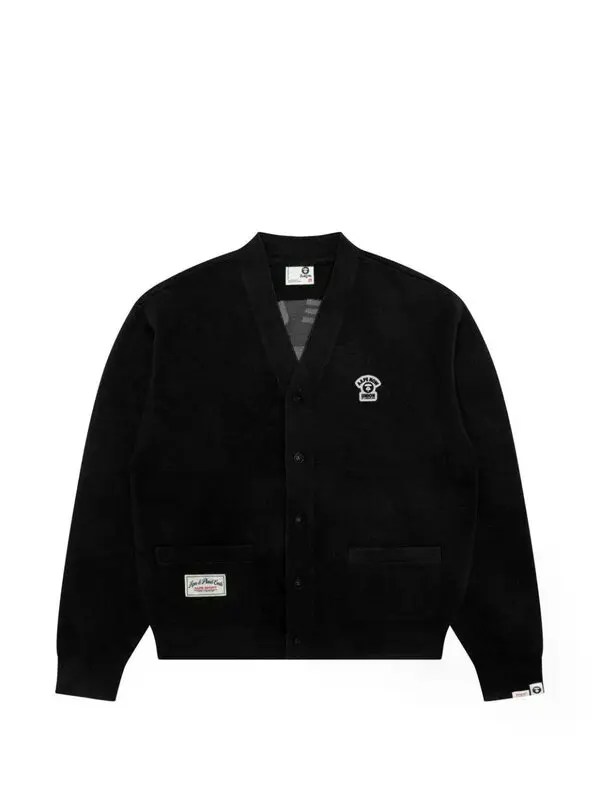 AAPE BY *A BATHING APE Logo-print V-neck Cardigan - Black