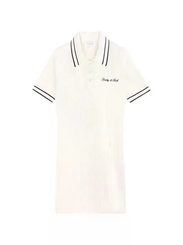 SPORTY & RICH Cable-knit Polo-collar Mini Dress - Neutrals