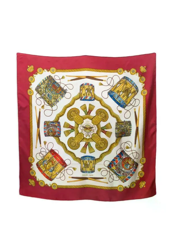 Hermès 1989 Les Tambours Silk Scarf