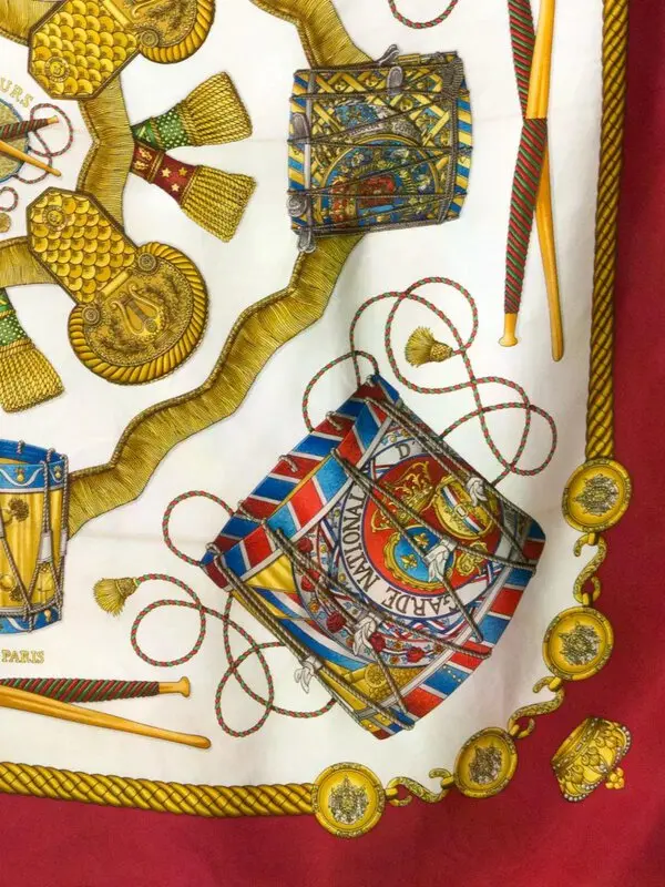 Hermès 1989 Les Tambours Silk Scarf