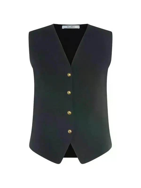 Max Mara V-neck Button-up Gilet - Blue