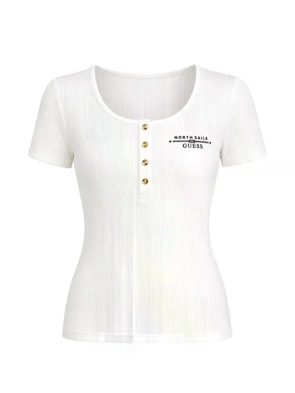 Guess North Sails Ribbed-knit Logo T-shirt - White