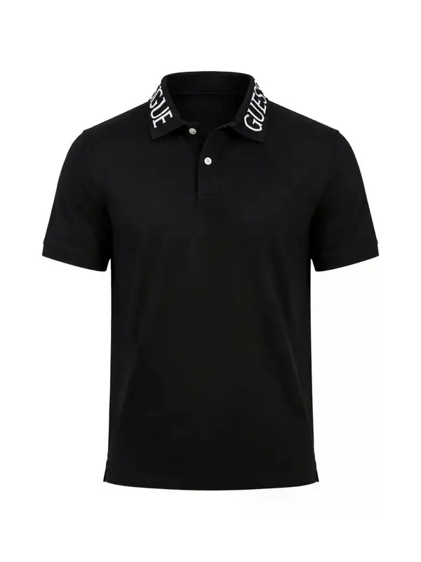 Guess Logo-print Polo Shirt - Black