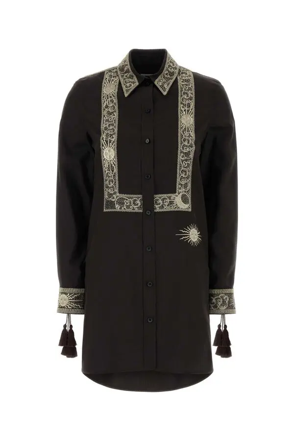 Burberry Silk Shirt Dress - Brown