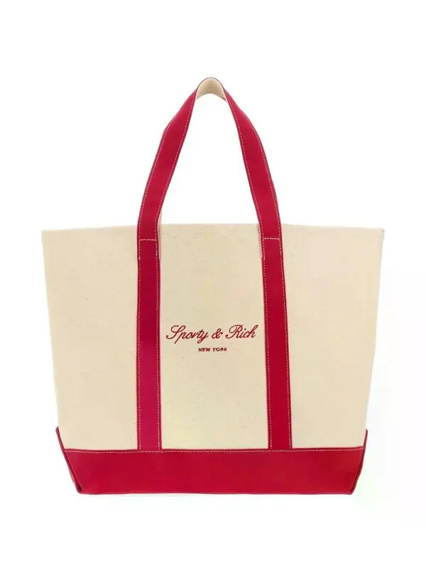 SPORTY & RICH Logo Print Tote Bag
