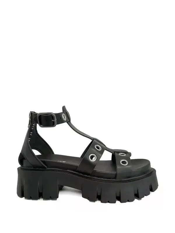ALTERCORE Platform Sandals With Eyelet Embellishment - Black