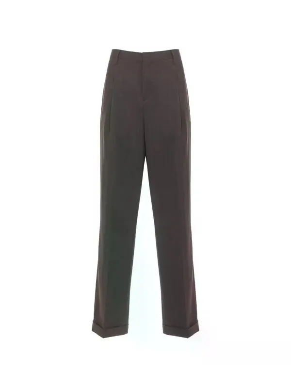 BRIGLIA 1949 Pleated Turn-up Trousers - Brown