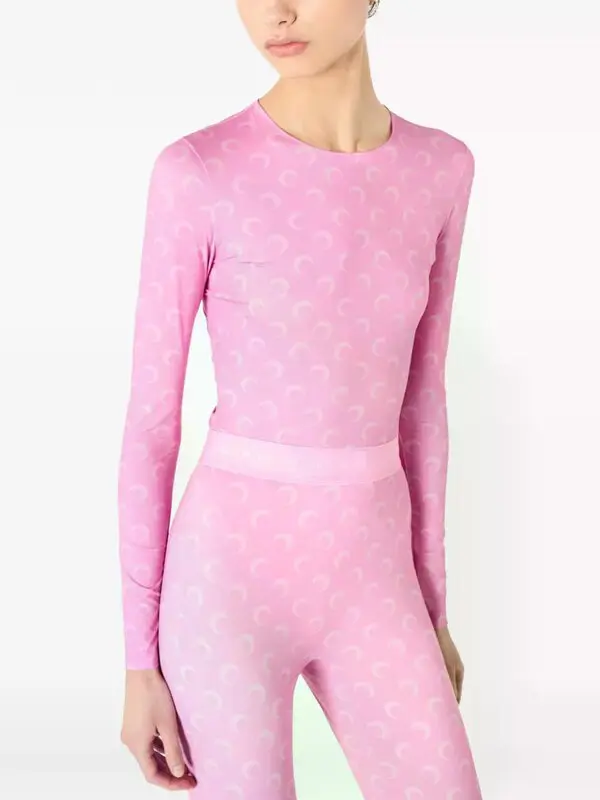 MARINE SERRE All-over Moon Print Top - Pink