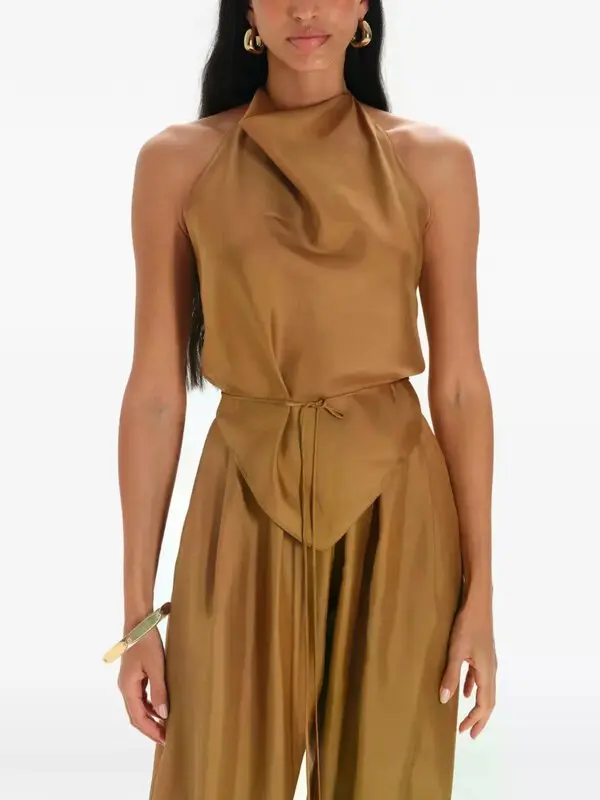 MANURI Thea Silk Halterneck Top