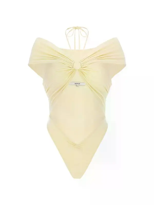 MANURI Eleni Off-shoulder Bodysuit With Cut-out Detail - Yellow