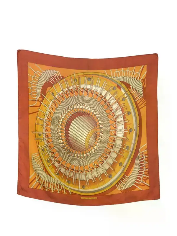 Hermès 1970s Alternateur Silk Scarf - Orange