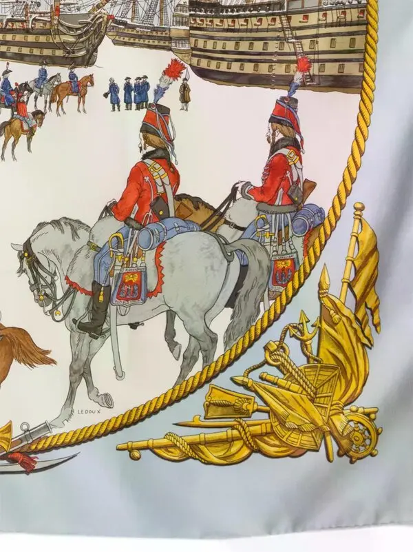 Hermès 1966 Marine Et Cavalerie Silk Scarf