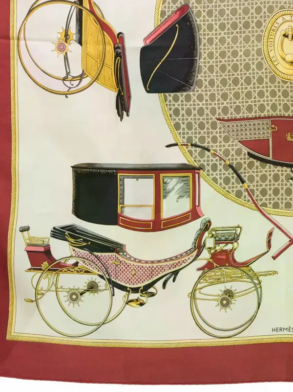 Hermès 1980 Les Voitures A Transformation Silk Scarf