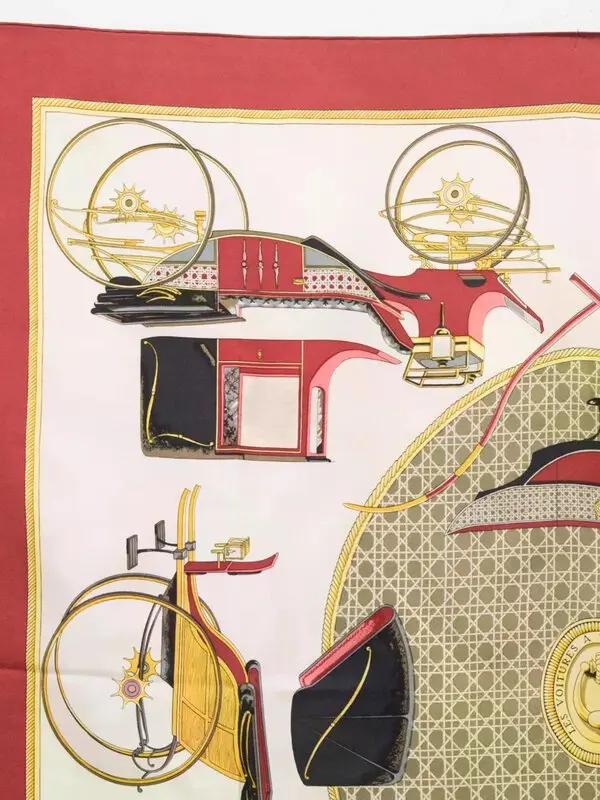 Hermès 1980 Les Voitures A Transformation Silk Scarf