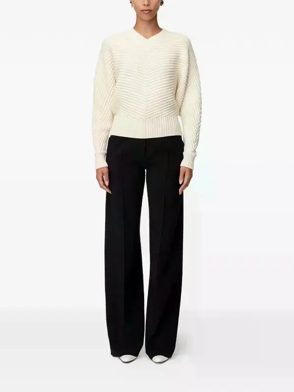 Another Tomorrow Ribbed-knit Dolman-sleeve Sweater