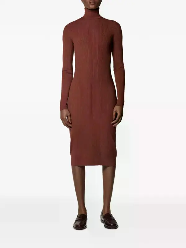 Another Tomorrow Ribbed Knit Turtleneck Dress