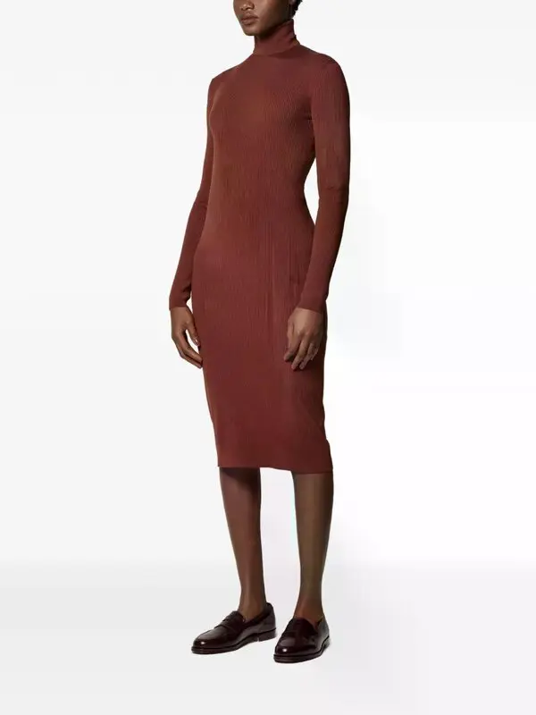 Another Tomorrow Ribbed Knit Turtleneck Dress